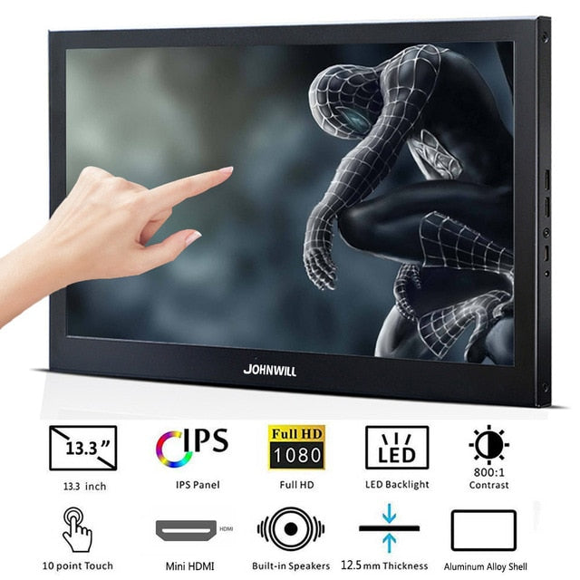 Portable Monitor hdmi touch screen 13.3 inch 2K PC PS4 Xbox 360 1080P ...